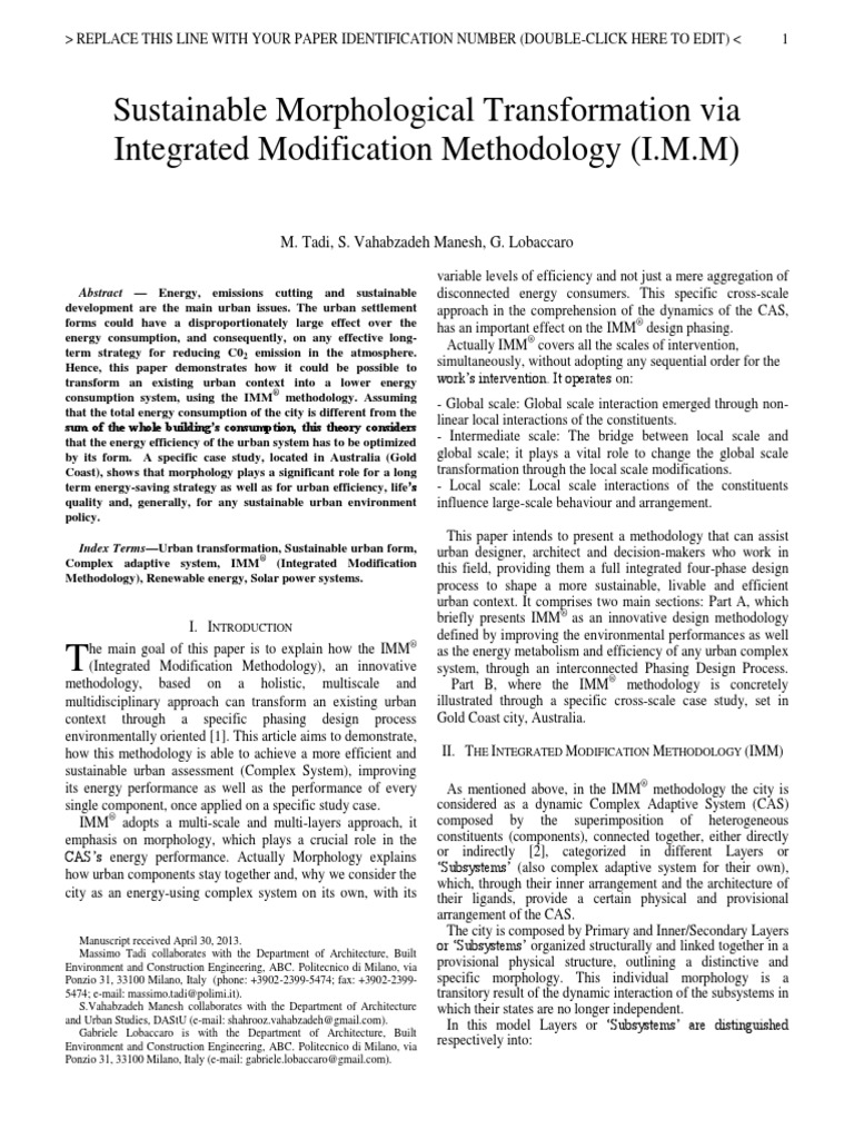 Sustainable Morphological Transformation Via Integrated Modification ...