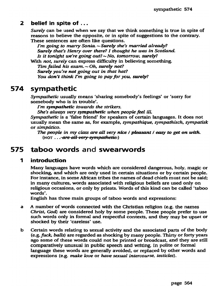 Taboo Words and Swearwords M - Swan PracticalEnglishUsage | PDF
