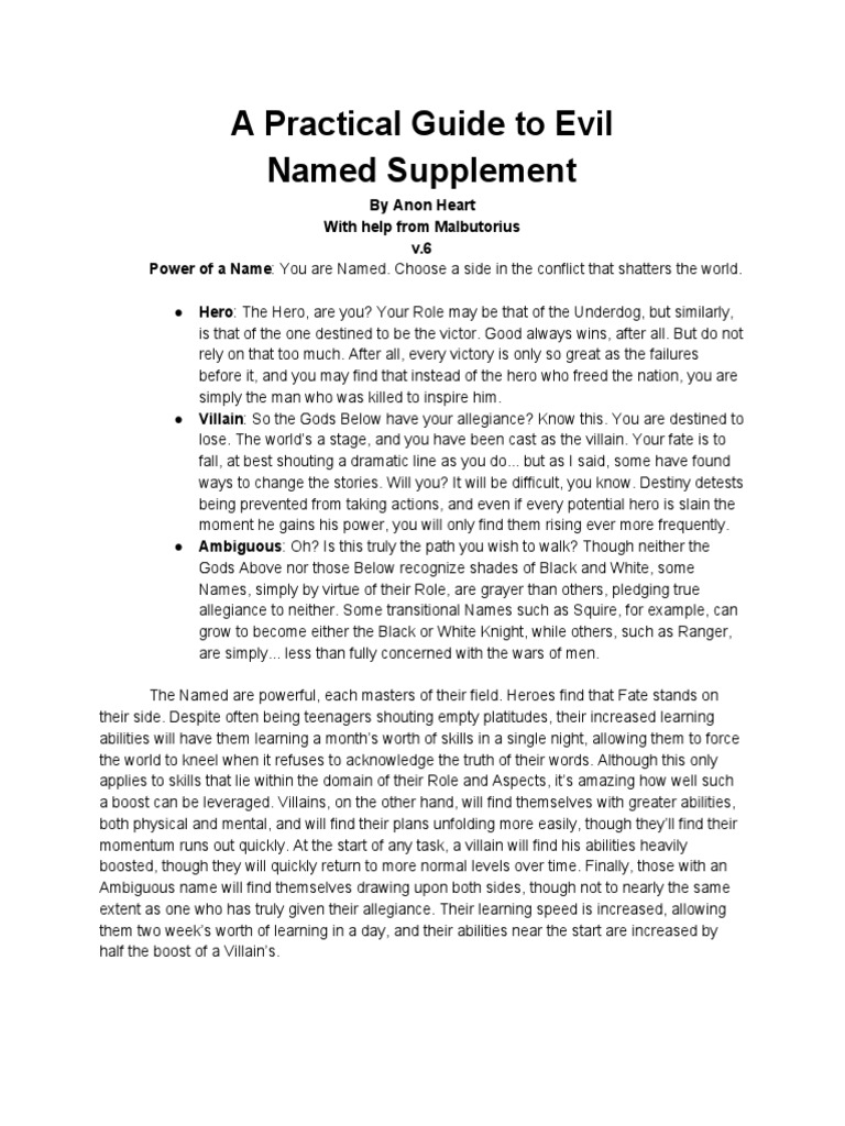 A Practical Guide To Evil RPG Supplement | Download Free PDF | Hero ...