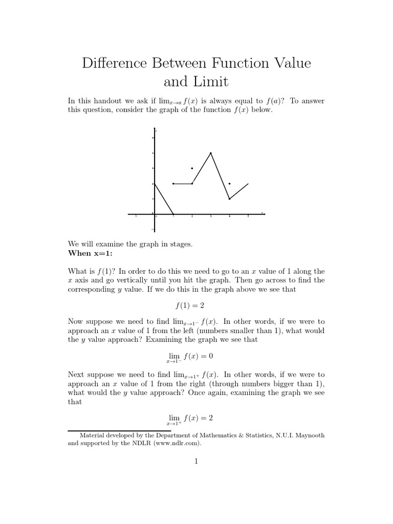 Difference Between Limit and Function Value | PDF | Graph Theory | Mathematical Objects