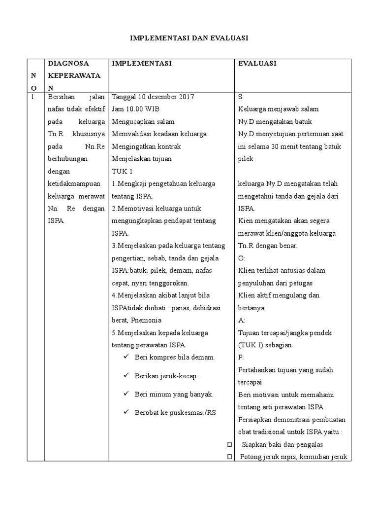 Contoh Implementasi Keperawatan Keluarga | PDF