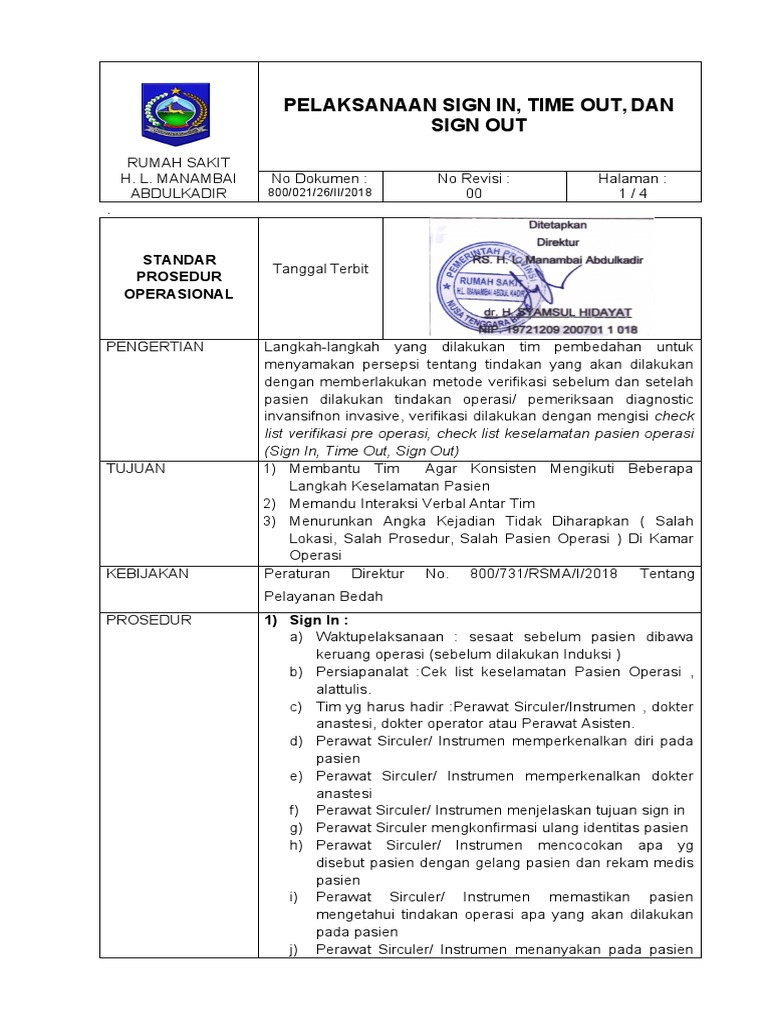 Sop - Prosedur Sign Out | PDF