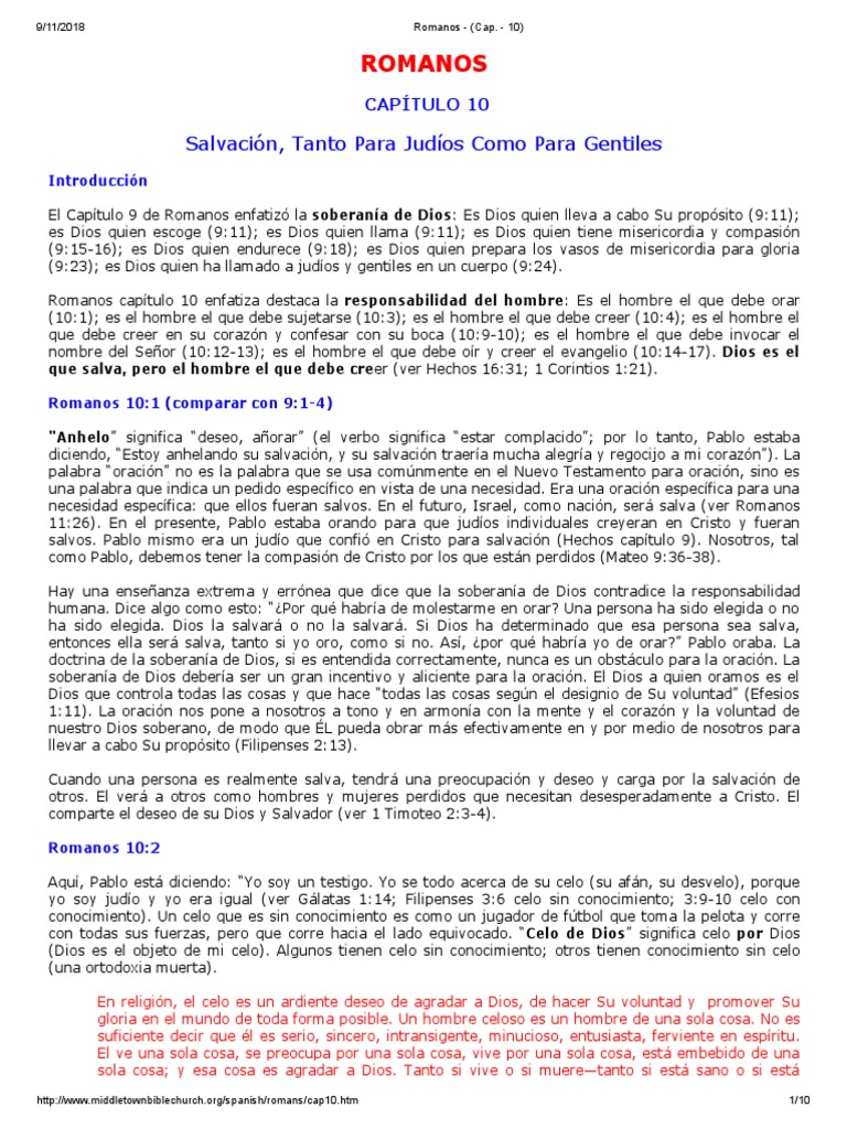 Romanos - (Cap. - 10) | PDF | Cristo (título) | Salvación