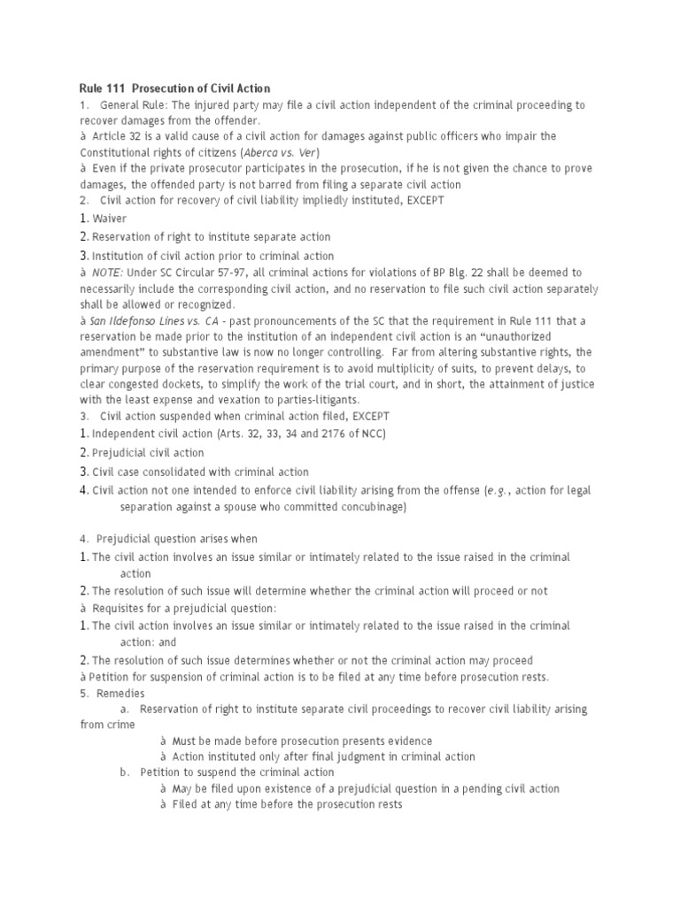 Rule 111 Prosecution of Civil Action | PDF | Arrest | Prosecutor
