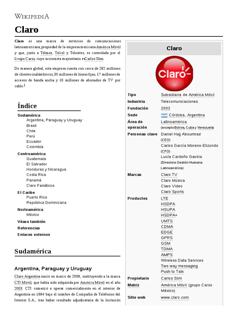 Claro Pdf Telecomunicaciones Telecomunicaciones Móviles