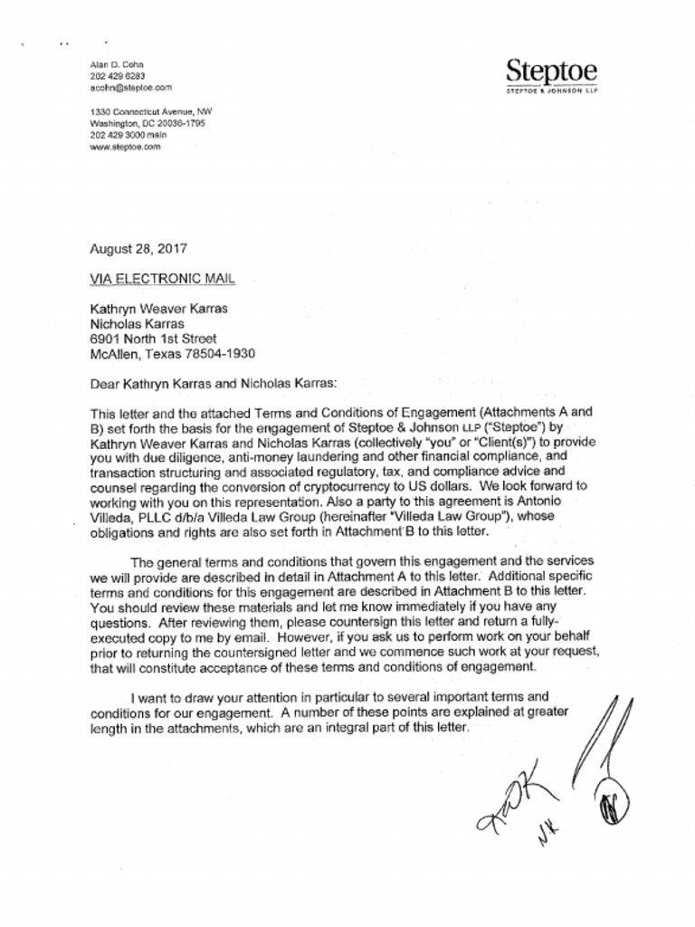 Final Countersigned Engagement Letter | Bitcoin | Confidentiality