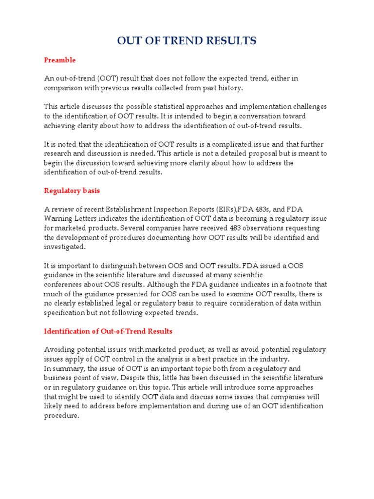 Out of Trend Results: Preamble | PDF | Standard Deviation | Food And ...