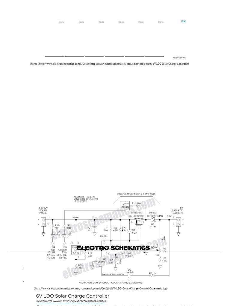 6V Solar Charge Controller Circuit | PDF | Physical Quantities ...