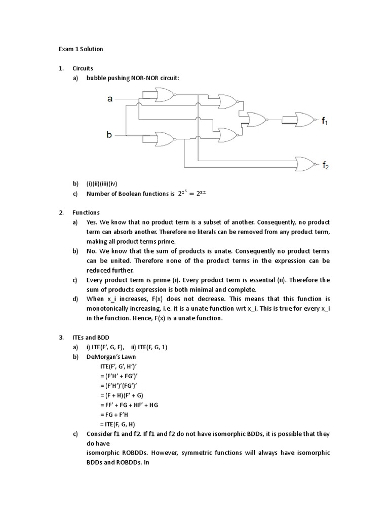 UIUC ECE 462 Exam 1 Solution | PDF | Logic | Discrete Mathematics