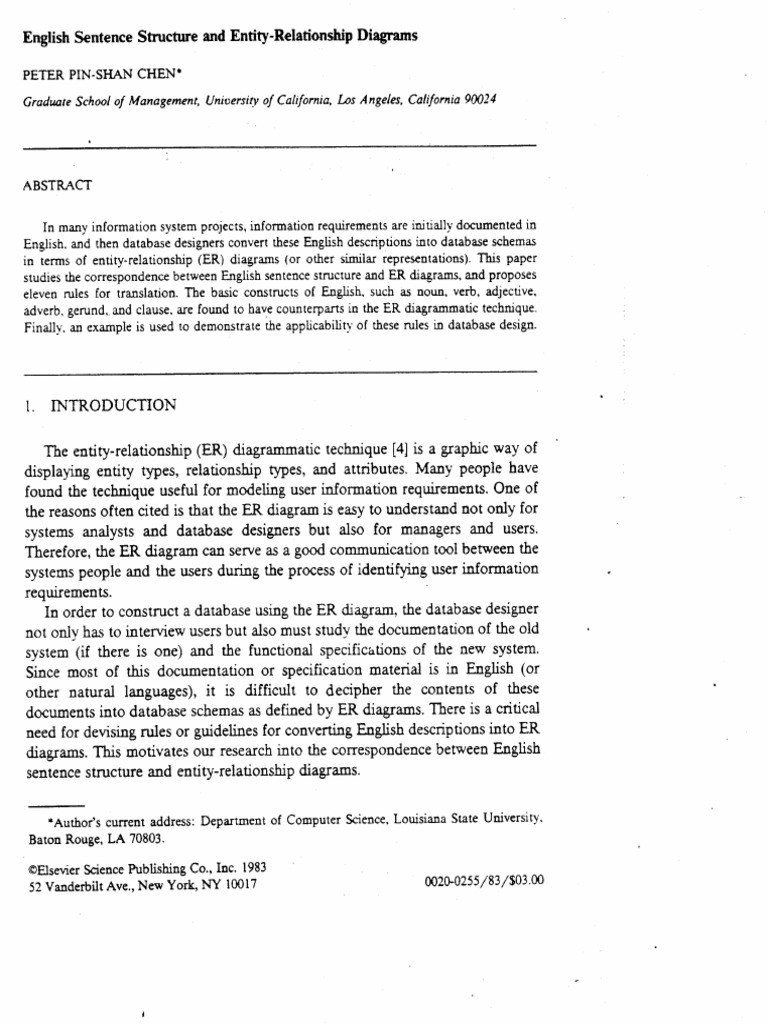 English Sentence Structure and Entity Relationship Diagrams PDF | PDF