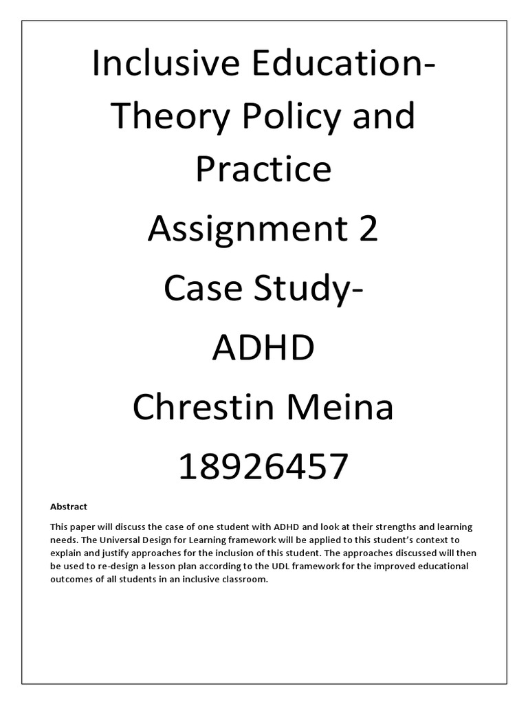 Inclusive Assignment 2 | PDF | Attention Deficit Hyperactivity Disorder | Educational Technology