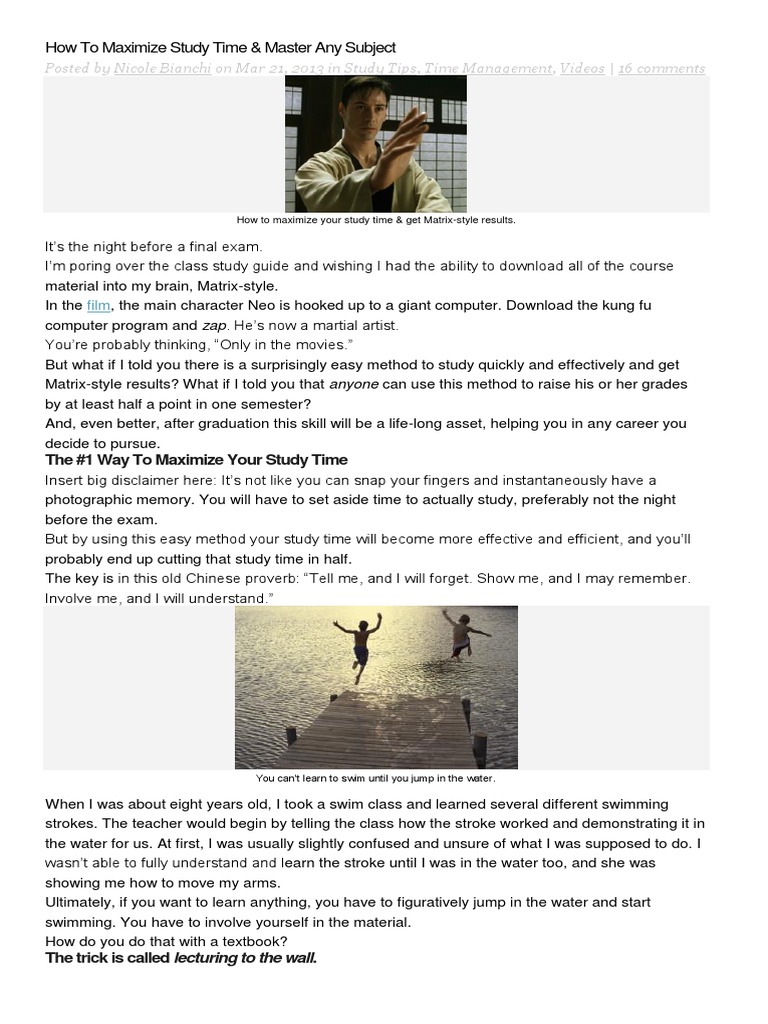 How To Maximize Study Time | PDF | Study Skills | Memory