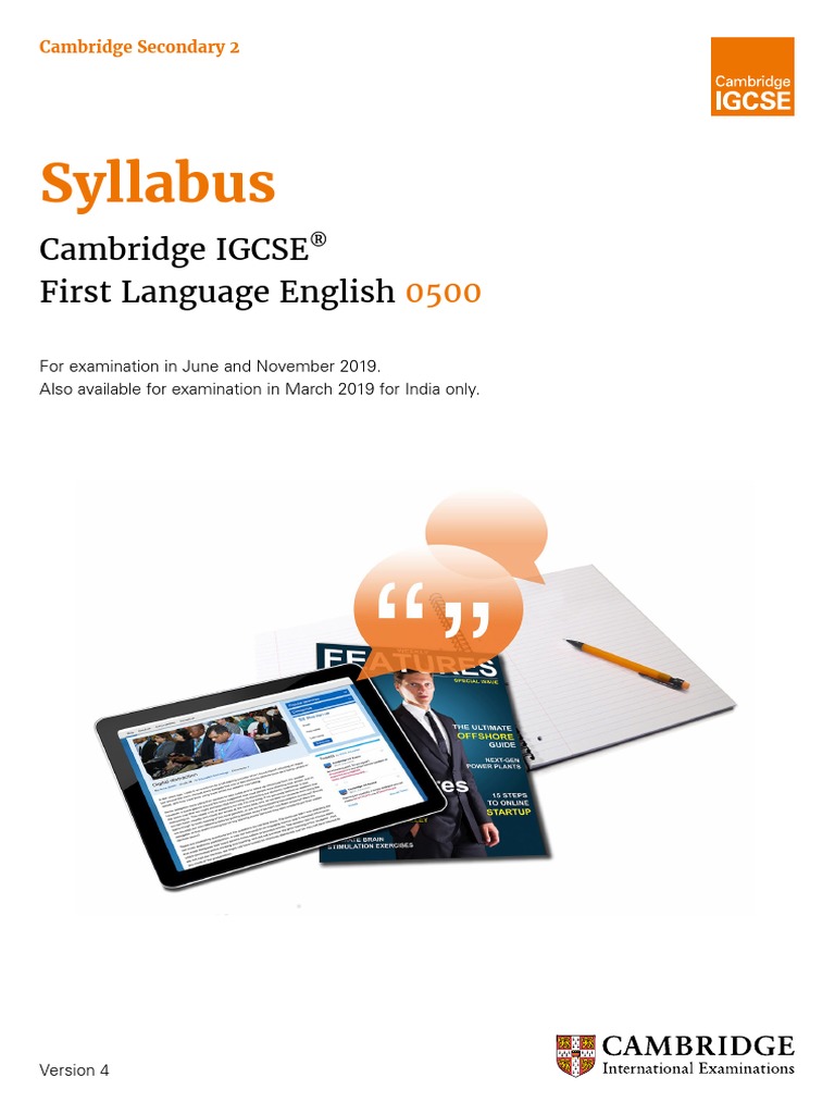 Syllabus: Cambridge IGCSE First Language English | PDF | Question ...