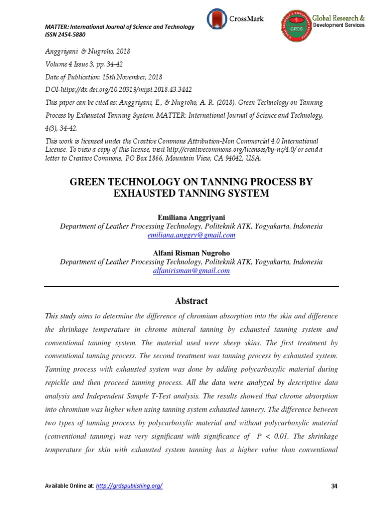 Green Technology On Tanning Process by Exhausted Tanning System | PDF ...
