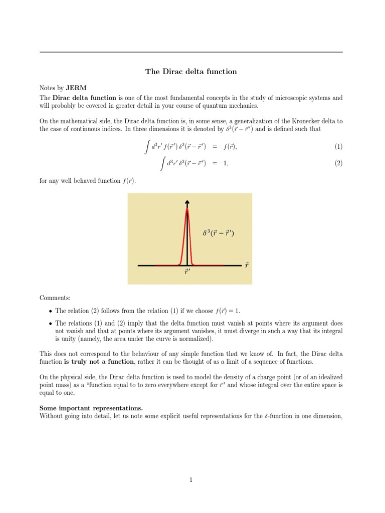 Dirac Delta | PDF | Function (Mathematics) | Mathematical Analysis