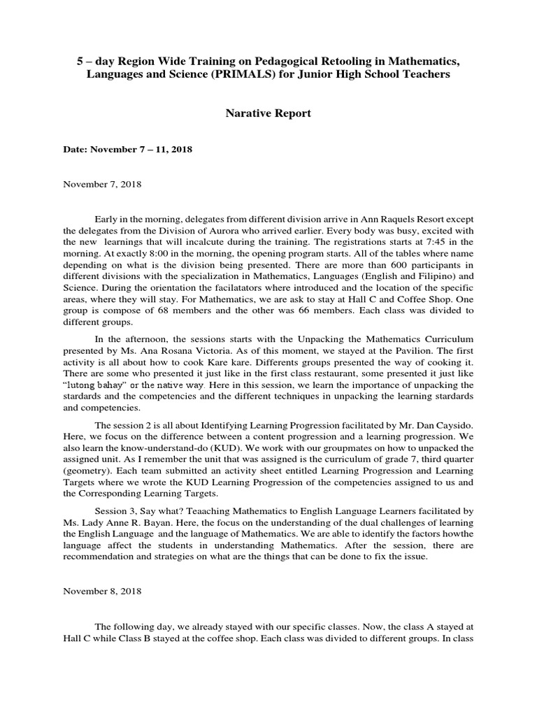 Narative Report PRIMALS | PDF | Trigonometry | Polynomial