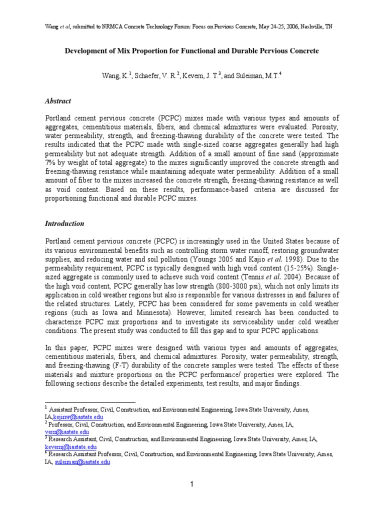 Pervious Concrete Mix Design PDF | PDF | Concrete | Construction Aggregate