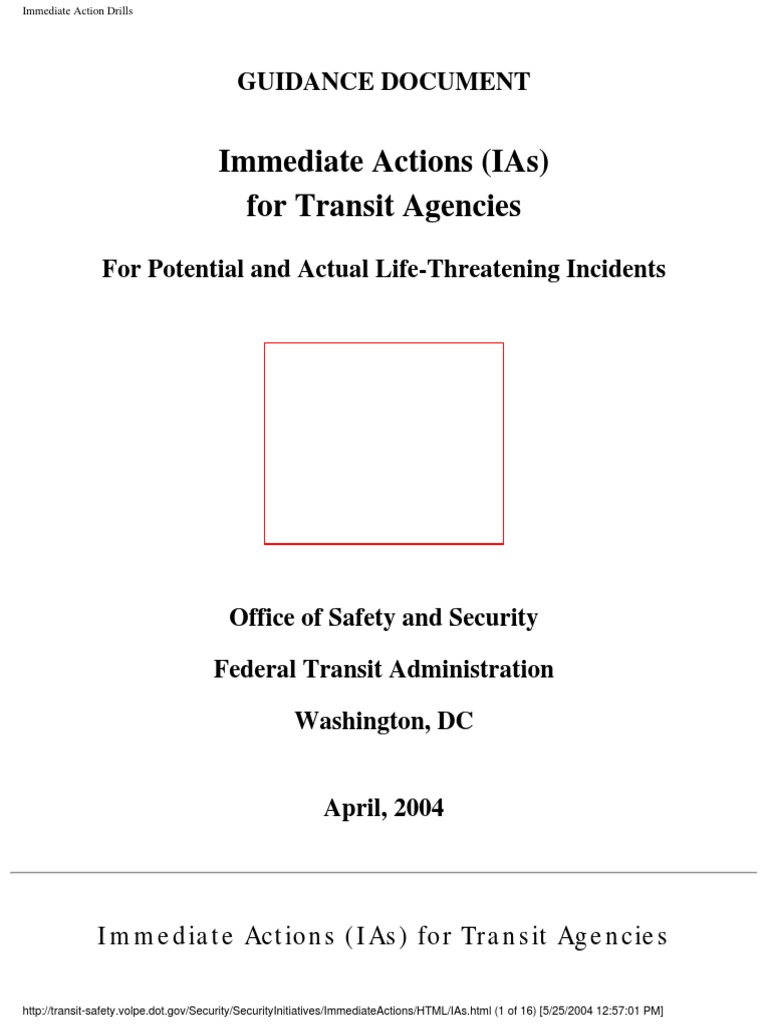 Immediate Actions (Ias) For Transit Agencies: Guidance Document | PDF ...