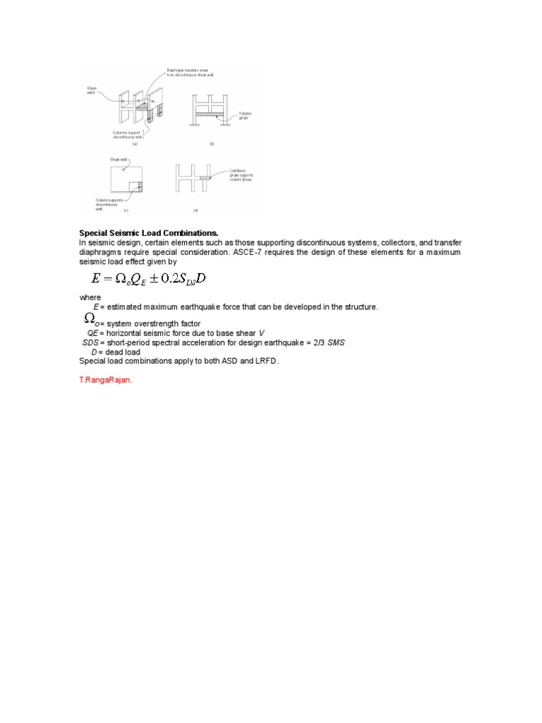 Special Seismic Load Combinations | PDF
