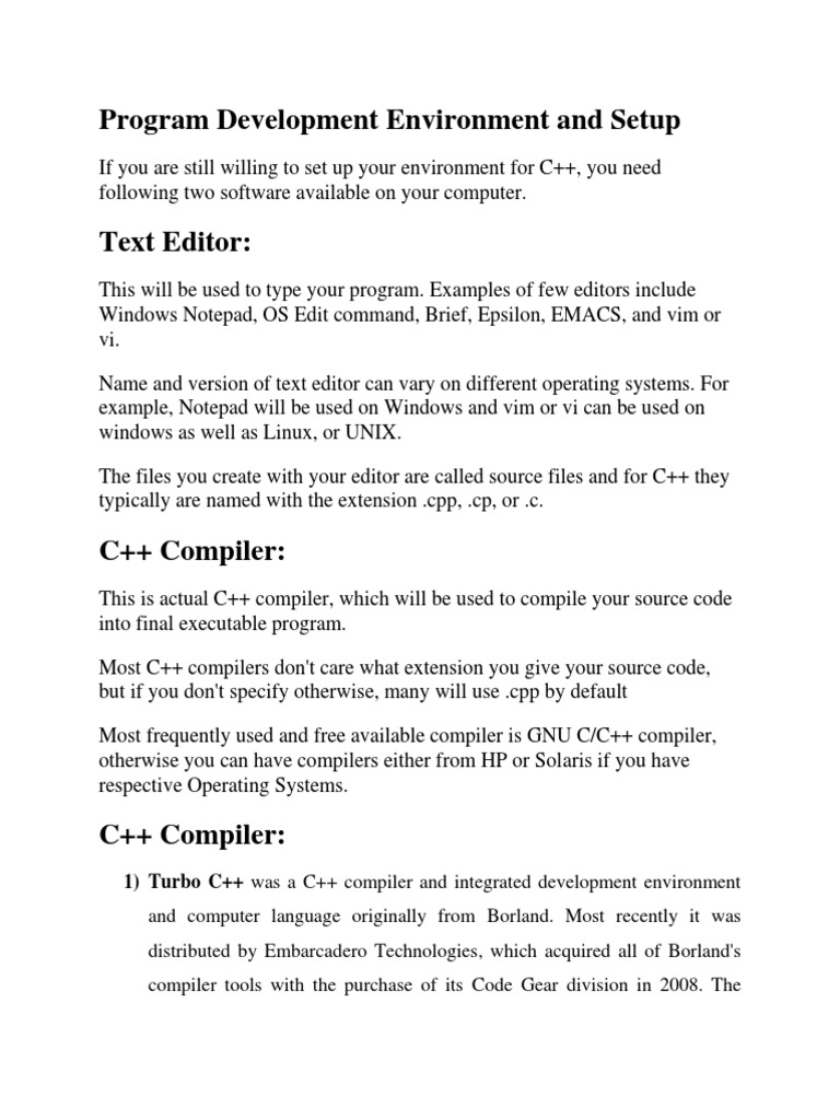 Program Development Environment and Setup | PDF | Integrated Development Environment | C ...
