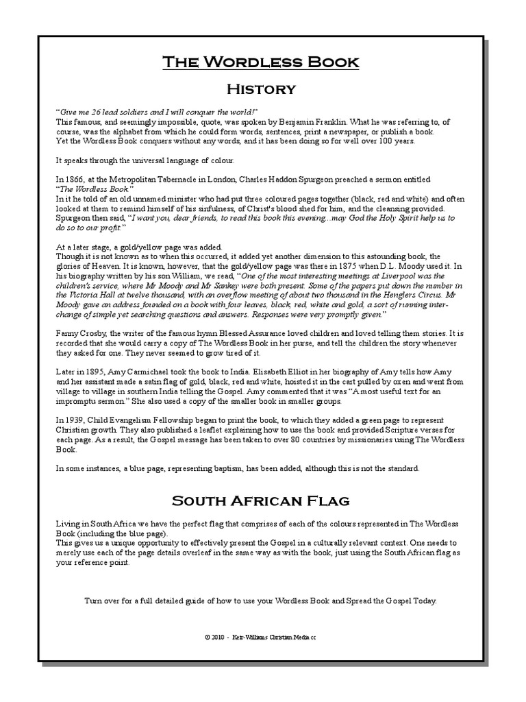 The Wordless Book: History | Download Free PDF | Sin | Forgiveness