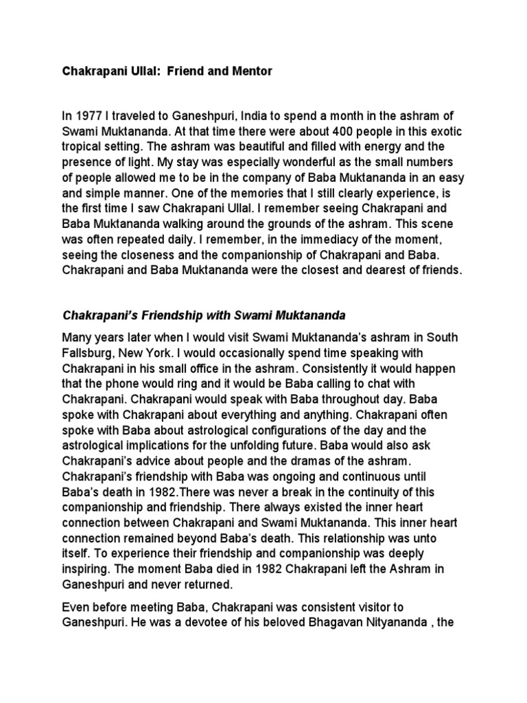 Chakrapani Ullal Friend and Mentor | PDF | Tantra | Spirituality