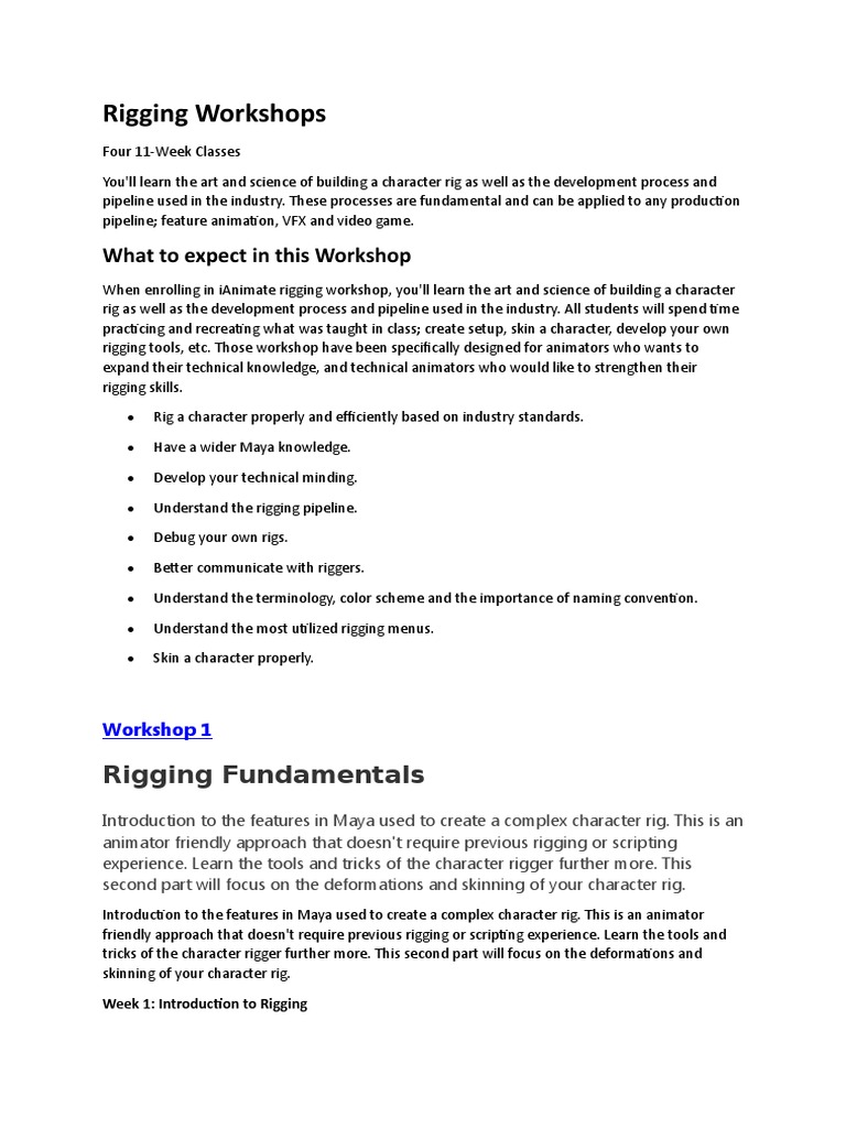 Ianimate Rigging Workshops | PDF | Face | Learning