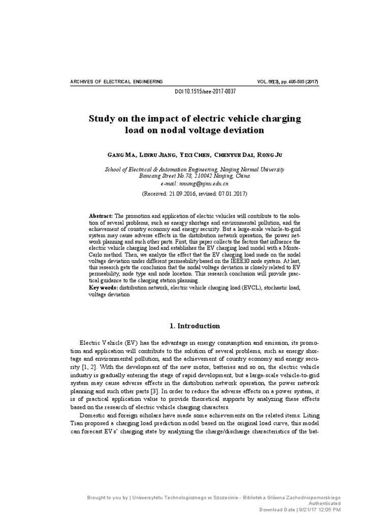 (Archives of Electrical Engineering) Study On The Impact of Electric ...