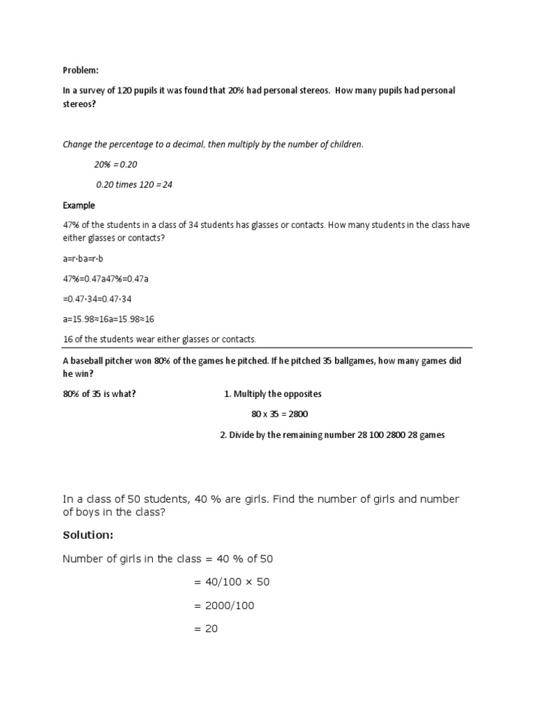 Change The Percentage To A Decimal, Then Multiply by The Number of ...