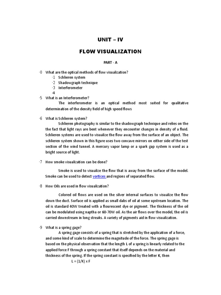 Unit - Iv Flow Visualization: Part - A | PDF | Interferometry | Optics