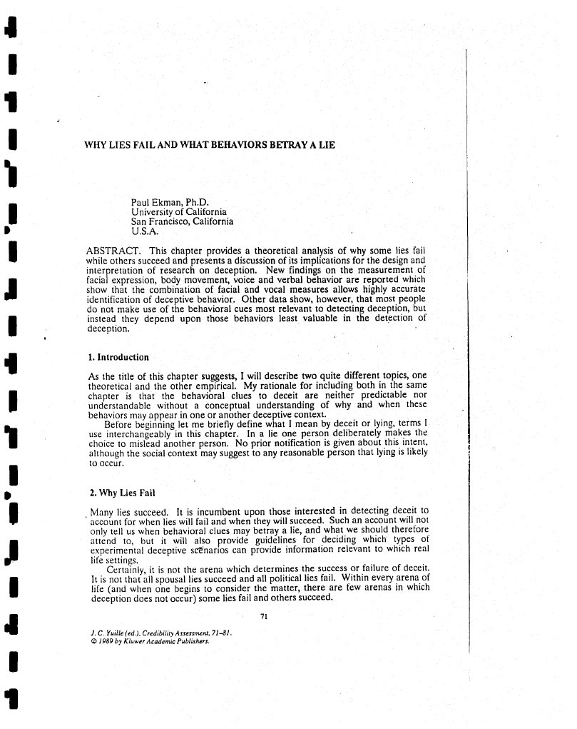Why Lies Fail and What Behavior Betray A Lie | PDF