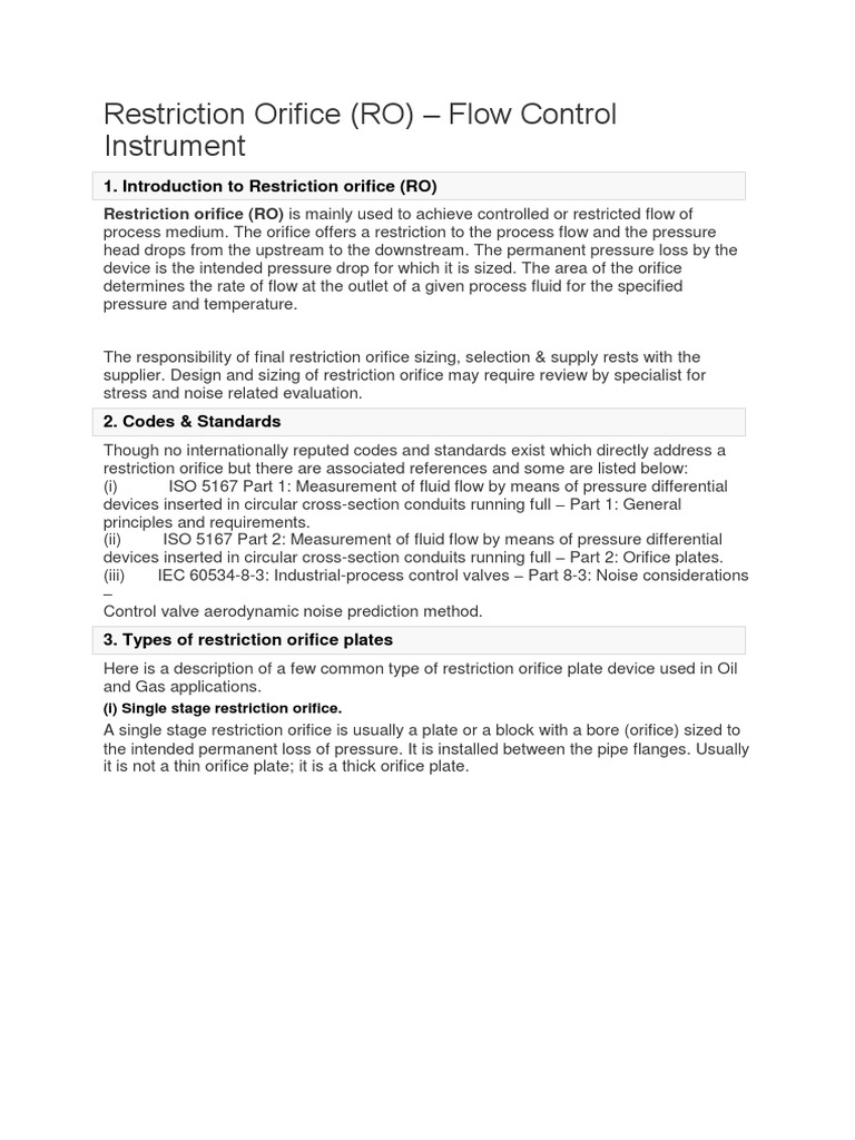 Restriction Orifice | PDF | Valve | Home Appliance