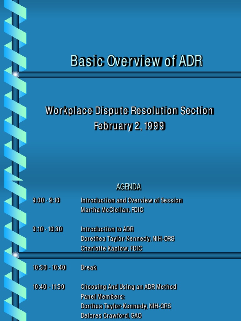 Adr Basic Overview | PDF | Alternative Dispute Resolution | Mediation
