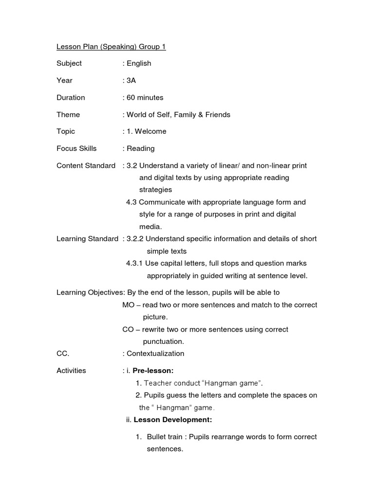 Lesson Plan (Language Awareness) FISH GROUP | PDF