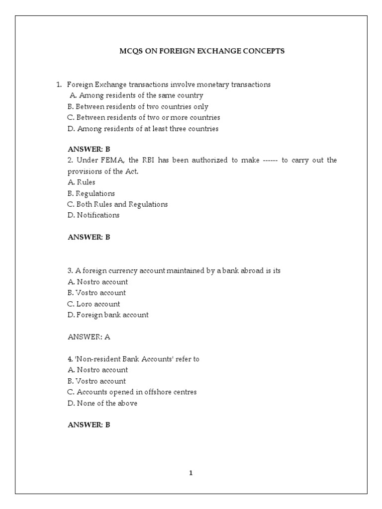 1 MCQS ON Forex Management | PDF | Hedge (Finance) | Exchange Rate