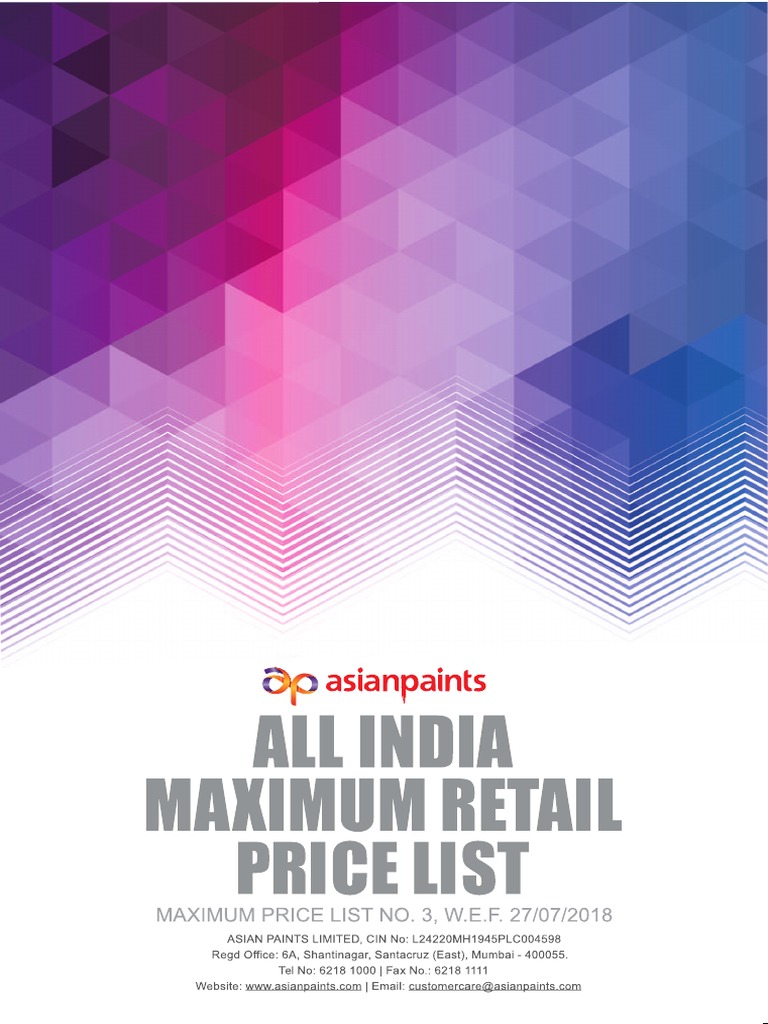 All India Maximum Retail Pricelist W e F 27072018 | PDF