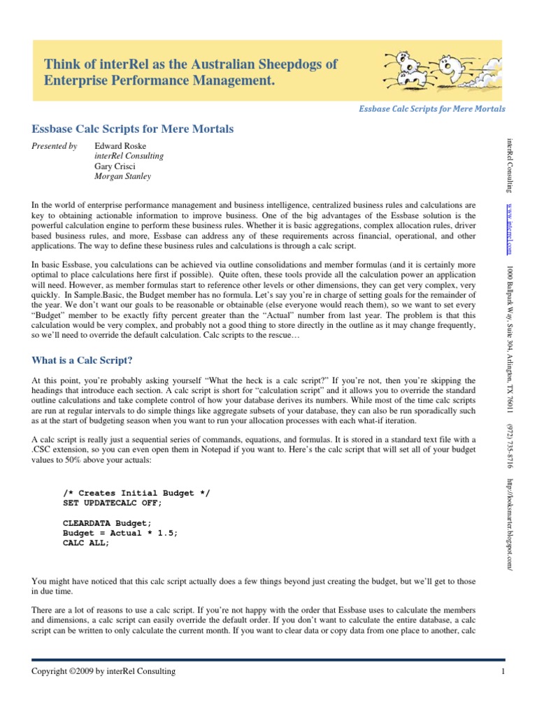 Essbase Calc Script | PDF | Computer Programming | Computing