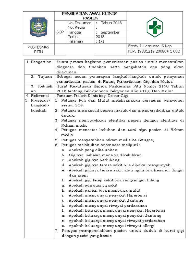 Pengkajian Awal Pasien | PDF | Sains & Matematika