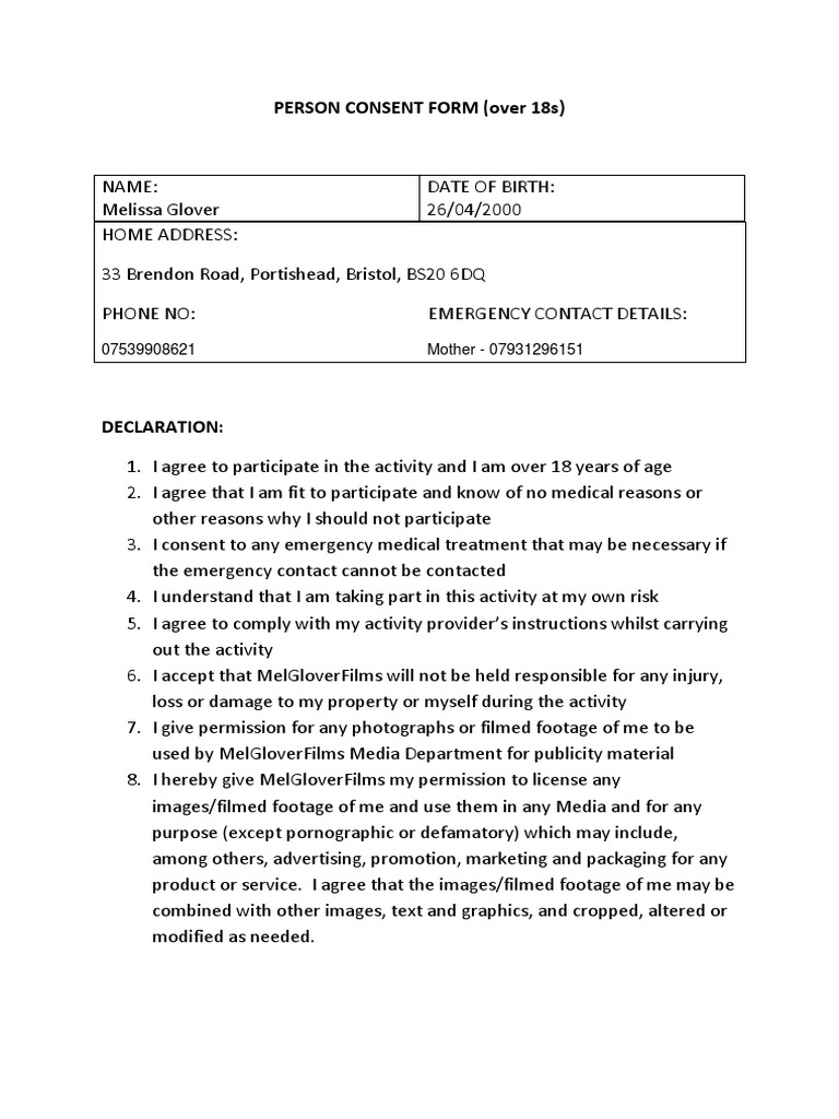 Person Consent | PDF