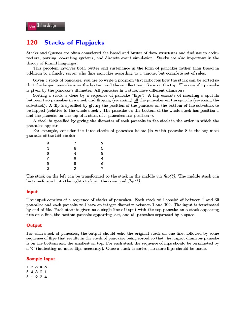 Stacks of Flapjacks: Input | PDF | Areas Of Computer Science | Computer Programming