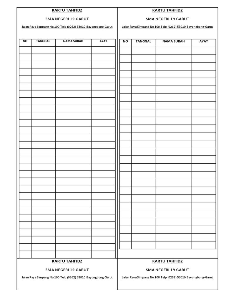 Kartu Tahfidz | PDF
