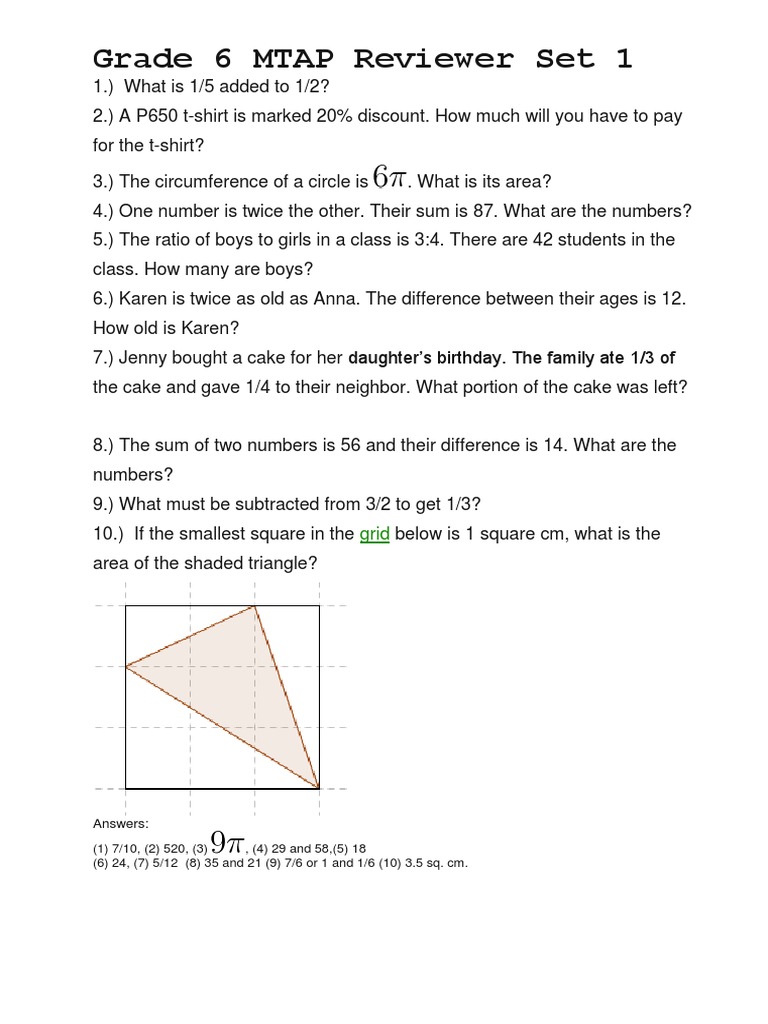 Grade 6 Math Review Questions & Answers | PDF | Language Arts ...