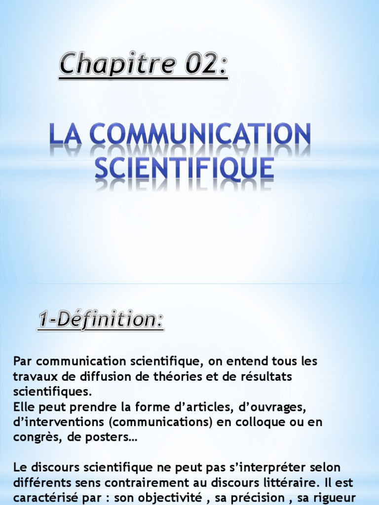 Chapitre 02 - La Communication Scientifique | PDF | Phrase | Nombre grammatical