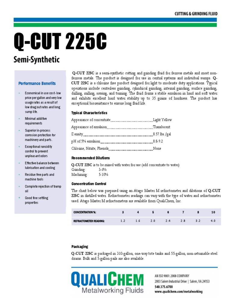 Q-Cut 225C.pds | PDF | Grinding (Abrasive Cutting) | Metals