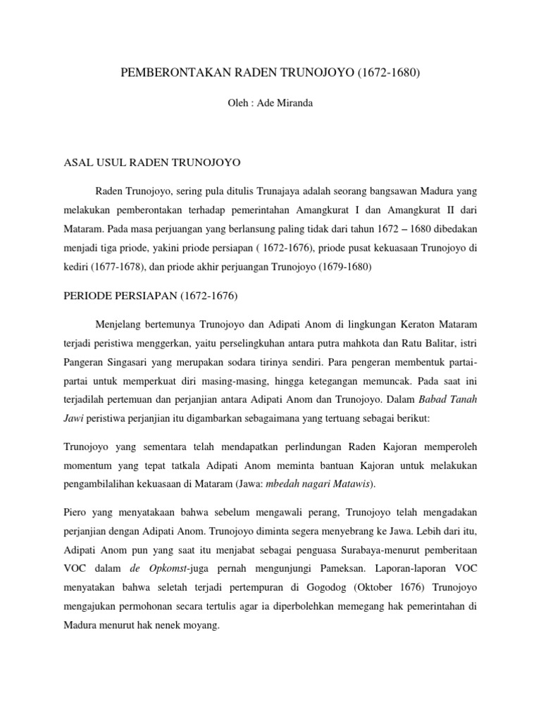 Pemberontakan Raden Trunojoyo | PDF
