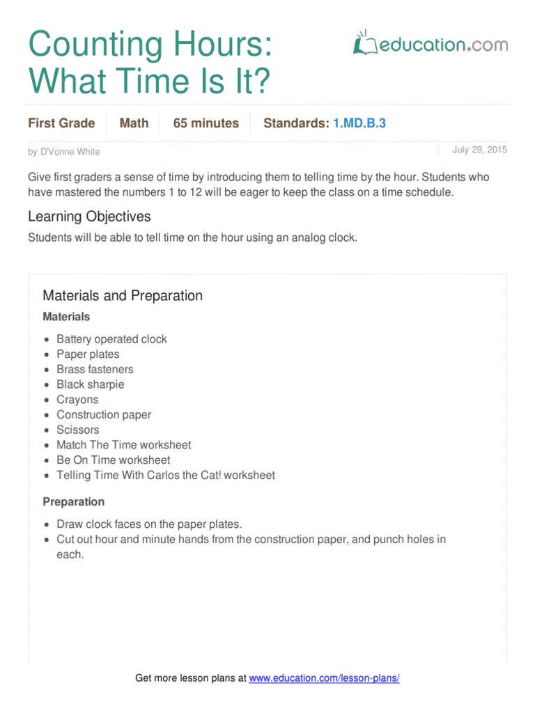 What Time Is It | PDF | Clock | Lesson Plan