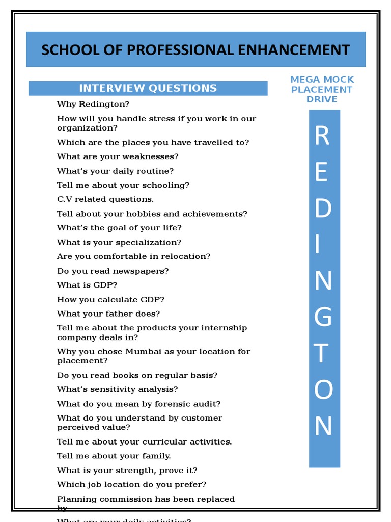 MEGA MOCK INTERVIEW QUESTIONS | PDF | Computer Network | Retail