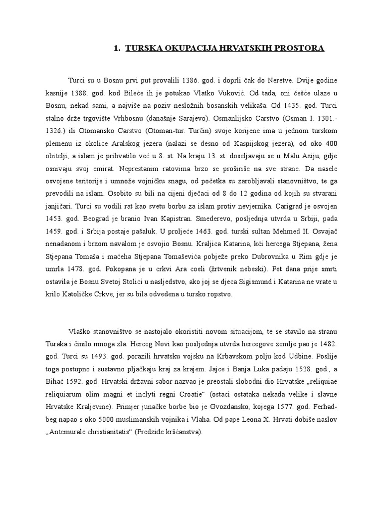 BiH U Ranom Novom Vijeku - Skripta | PDF