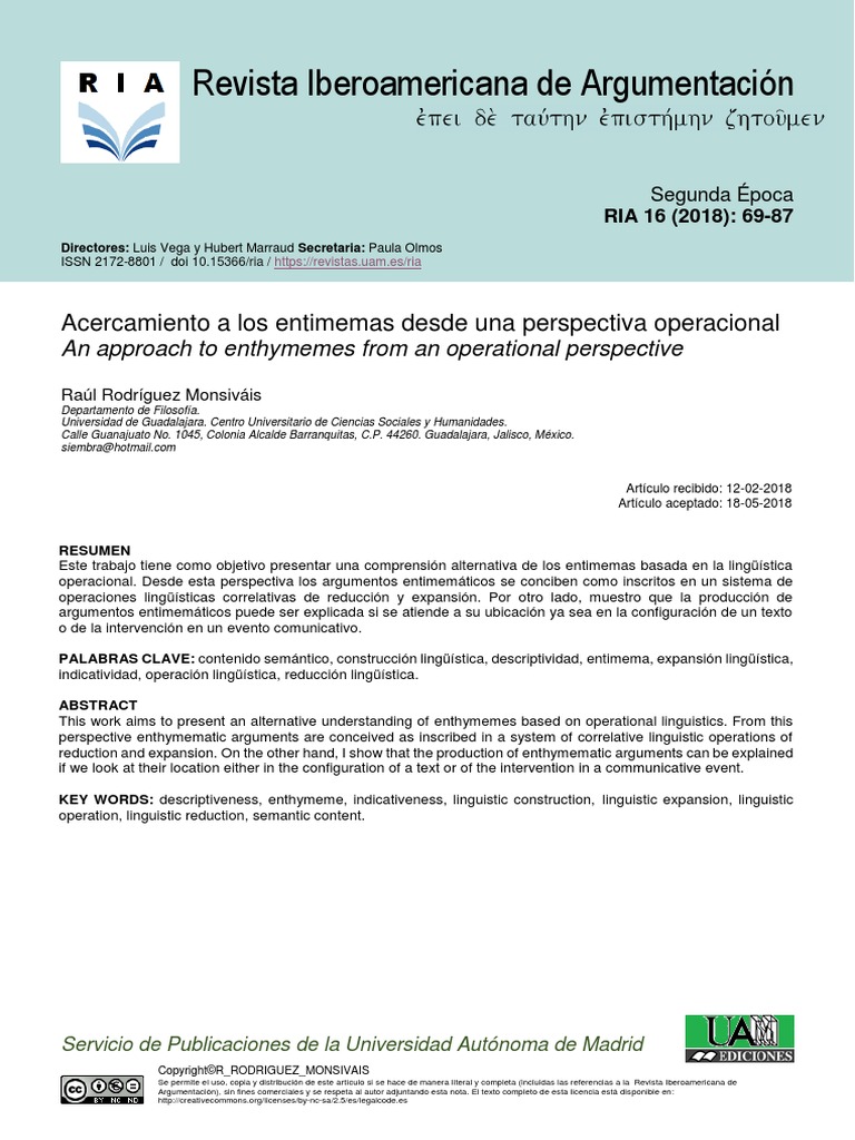 Entimemas-Acercamiento Operacional | PDF | Organismos | Argumento