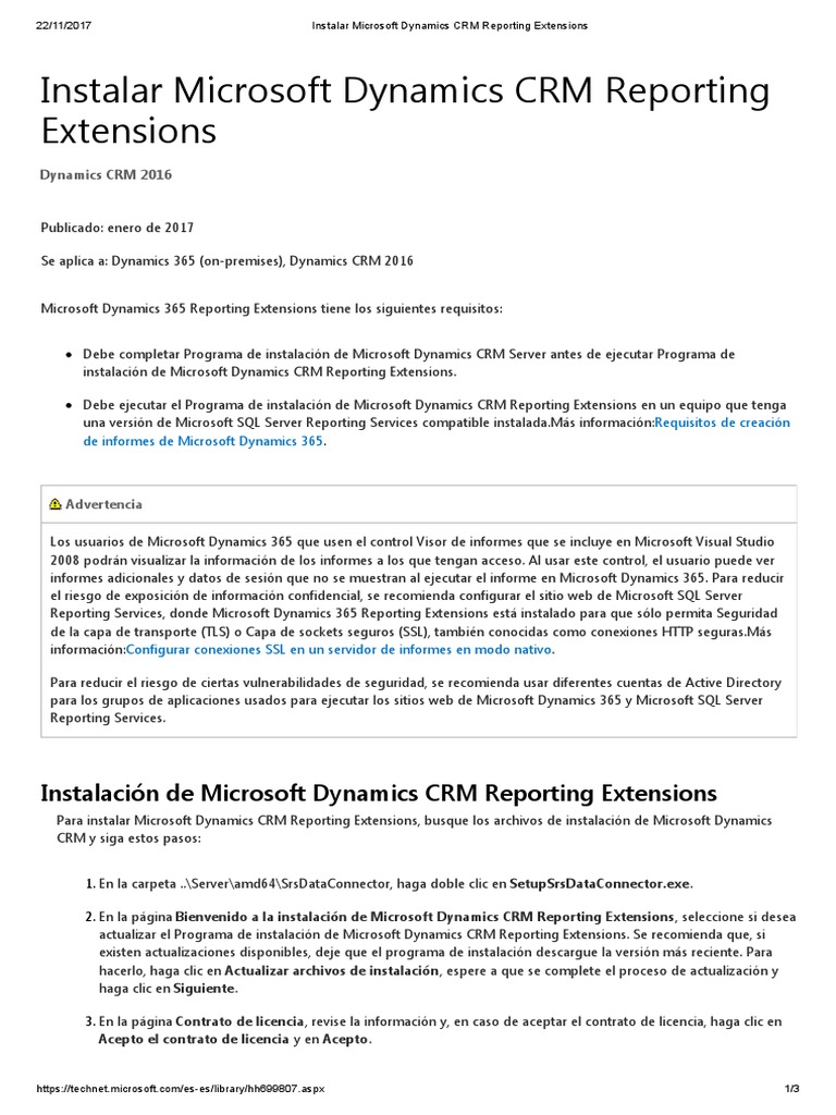 Microsoft Dynamics CRM Reporting Extension | PDF | Transport Layer Security | Servidor SQL de ...